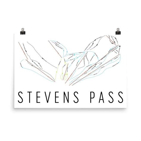 Stevens Pass Ski Map Art Stevens Pass Wa Stevens Pass Trail Map