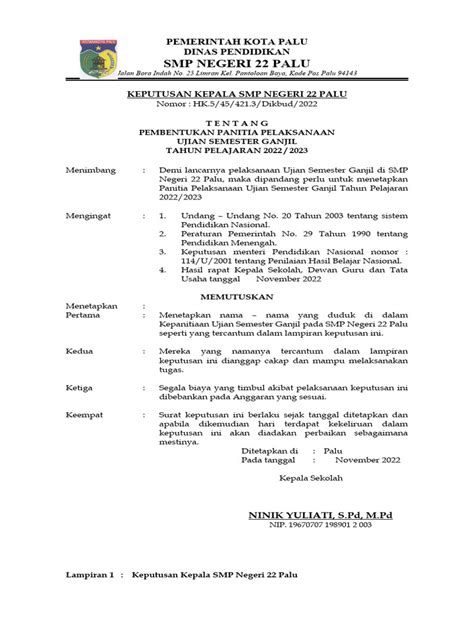 Sk Panitia Semester 1 2022 2023 Pdf