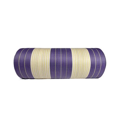 Recycled Plastic Fabric With Purple Black Yellow And White Stripes