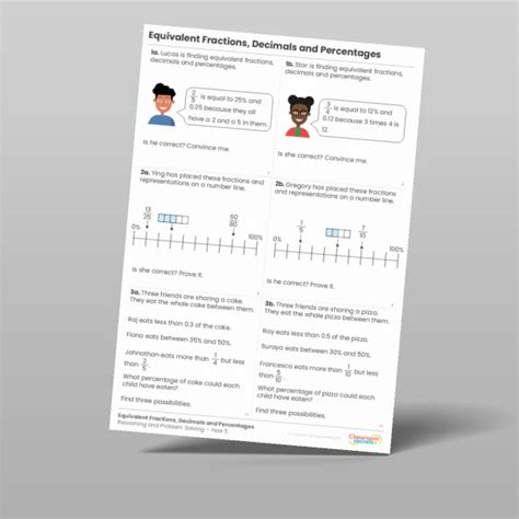 Year 5 Equivalent Fractions Decimals And Percentages Reasoning And Problem Solving 2 Resource