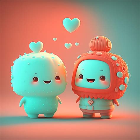 Premium Photo Two Cute Kawaii Characters In Love