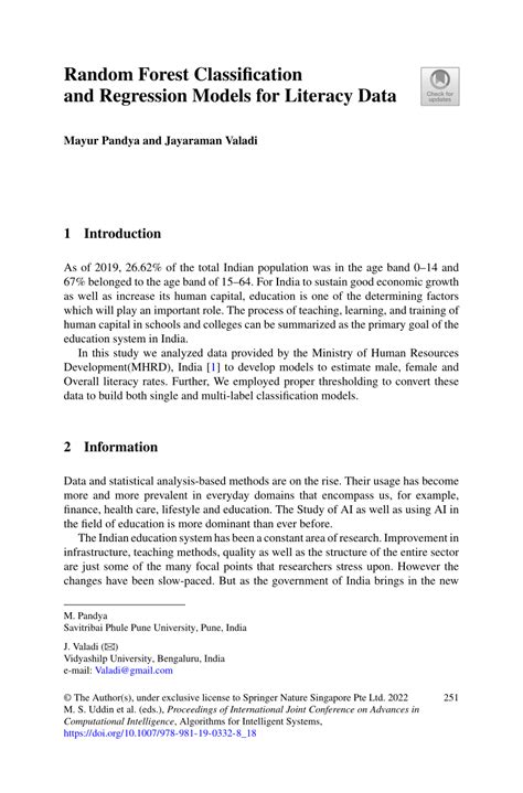 Pdf Random Forest Classification And Regression Models For Literacy Data