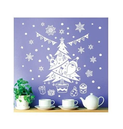 크리스마스 윈도우 스티커 화이트 눈꽃 트리 부분 야광 성탄절 데코 스티커 티몬