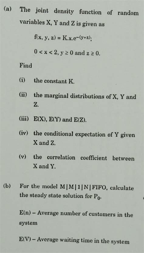 Solved A The Joint Density Function Of Random Variables Chegg
