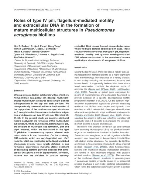 Pdf Roles Of Type Iv Pili Flagellum Mediated Motility And