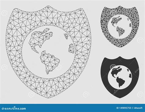 Earth Shield Vector Mesh Network Model And Triangle Mosaic Icon Stock Vector Illustration Of