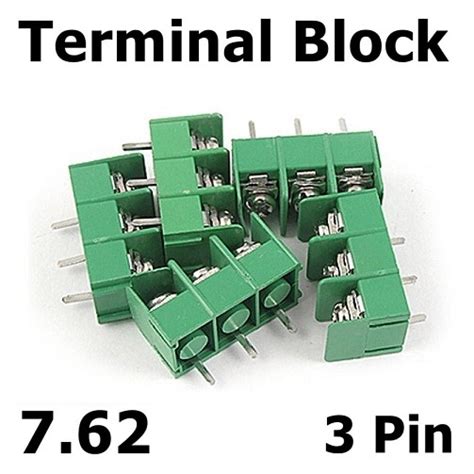 Jual Pcb Terminal Blok 3 Pin Hijau Block Pitch 7 62 3 Pole Screw Konektor Connector 7 62mm