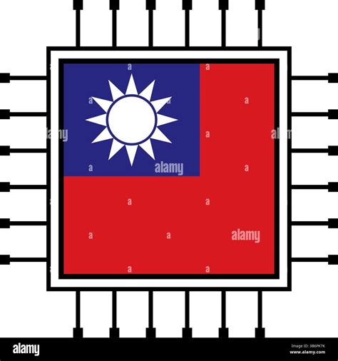 Vector Illustration Set Of Ai Microchips Cpu Processor Icons With Flag