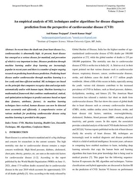 Pdf An Empirical Analysis Of Ml Techniques Andor Algorithms For