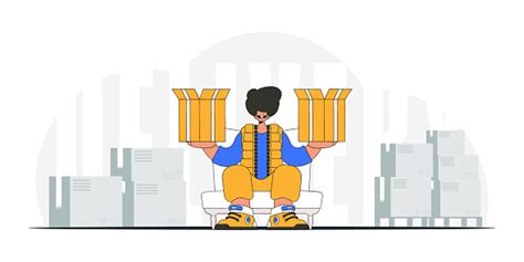 손에 상자를 들고 있는 매력적인 남자 패키지의 유통과화물의 선적을 묘사 한 그림 가상현실에 대한 스톡 벡터 아트 및 기타 이미지 가상현실 남자 배달 Istock