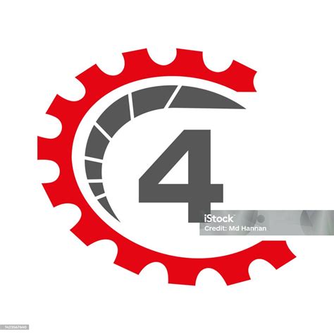 편지 4 개념에 자동차 엠블럼 자동차 수리 엠블럼 유형 및 정비사 기호 벡터 템플릿 개념에 대한 스톡 벡터 아트 및 기타 이미지 개념 교통수단 기계 부분 Istock