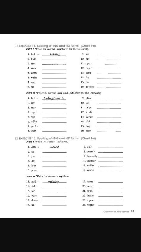 Ing And Ed Form Of Verbs