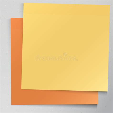 Blank Both Of Syicky Notes Paper Square Shape Superimposed Stick On Cement Wall Stock Vector