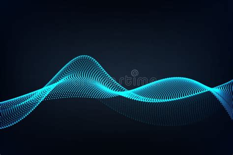 Abstract Particle Array Wave Flowing Over Dark Background Vector