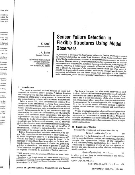 PDF Sensor Failure Detection Method For Flexible Structures