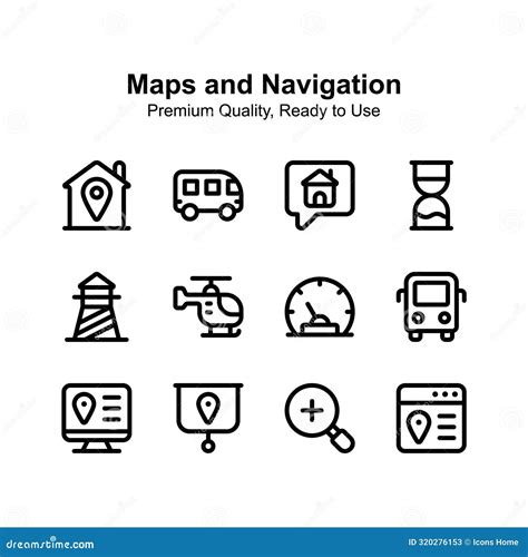 Grab This Amazing Maps And Navigation Icons Pack Stock Vector