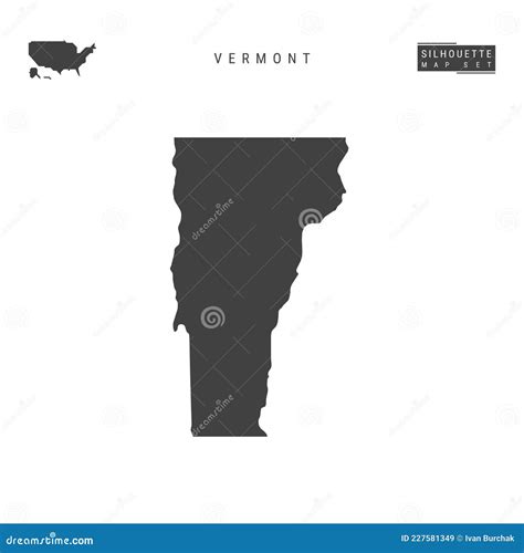 Blank Vermont State Vector Map Silhouette Illustration Isolated On White Background