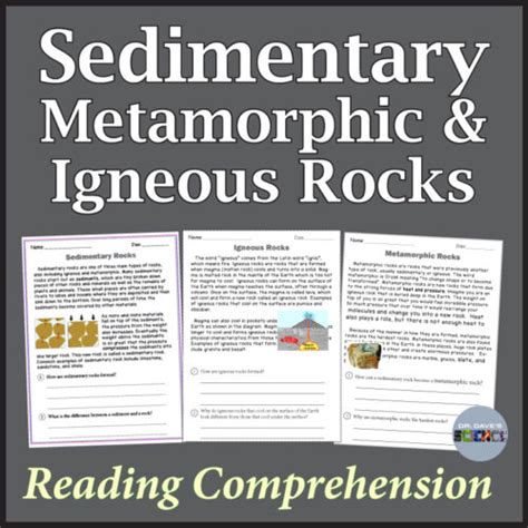 Types Of Rocks Reading Comprehension Sedimentary Igneous And Metamorphic Made By Teachers