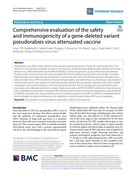 Pdf Comprehensive Evaluation Of The Safety And Immunogenicity Of A