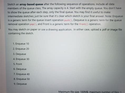 solved sketch an array based queue after the following