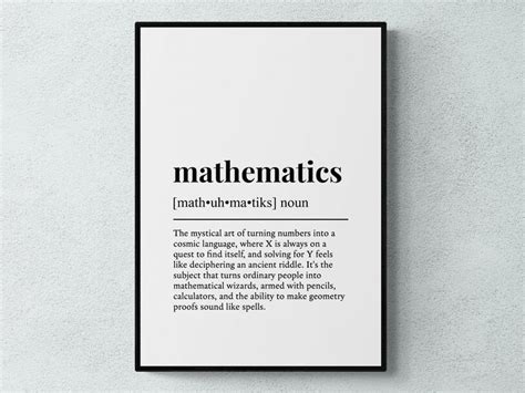 Mathematics Funny Definition Education Subject T Wall Art Print Etsy Uk Mathematics