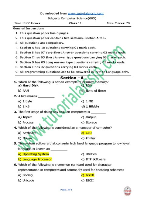 Sample Paper Class Xi Half Yearly Cs Ak Downloaded From