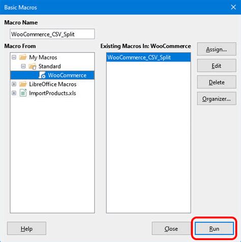 WooCommerce CSV Splitter Macro For Separate Importing Of New Products