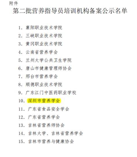 深圳市营养学会公共营养师和营养指导员培训班招生简章 深圳市营养学会