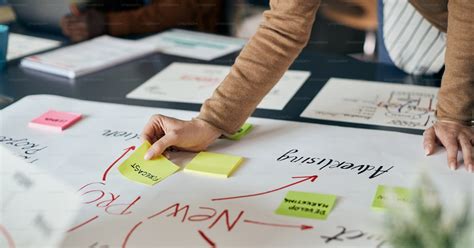 사무실에서 창의적인 프로젝트를 진행하는 동안 브레인스토밍하는 사업가의 클로즈업 사진 Unsplash의 마인드맵 이미지