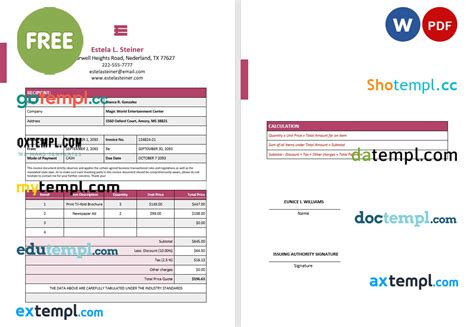 Free Free Freelance Design Invoice Fake Template In Word And Pdf Format
