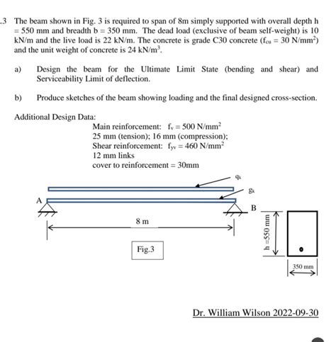 3 The Beam Shown In Fig 3 Is Required To Span Of 8 M