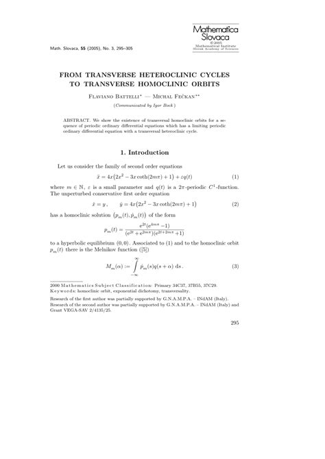 Pdf From Transverse Heteroclinic Cycles To Transverse Homoclinic Orbits