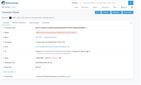 insufficient output amount r uniswap
