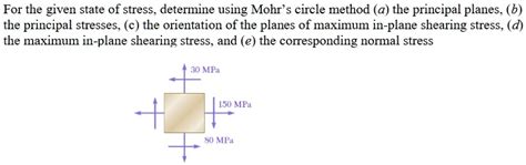 solved for the given state of stress determine using mohr s circle