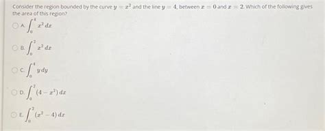 Solved Consider The Region Bounded By The Curve Y X2 And The