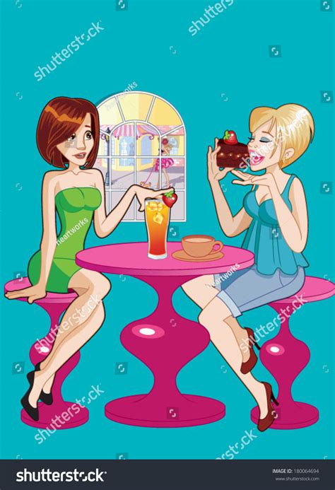 Girl Eating Cake Stock Vector Illustration 180064694 Shutterstock