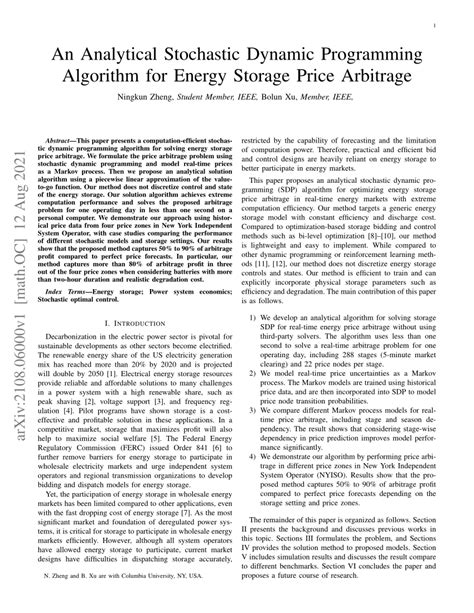 Pdf An Analytical Stochastic Dynamic Programming Algorithm For Energy
