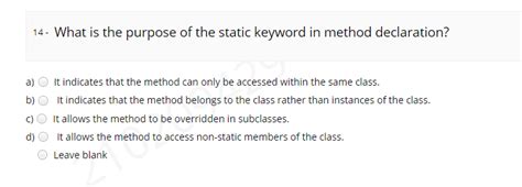 Solved 4 What Is The Purpose Of The Static Keyword In