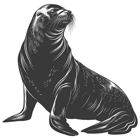 Detailed Sketch Of An Attentive Sea Lion Premium Ai Generated Vector
