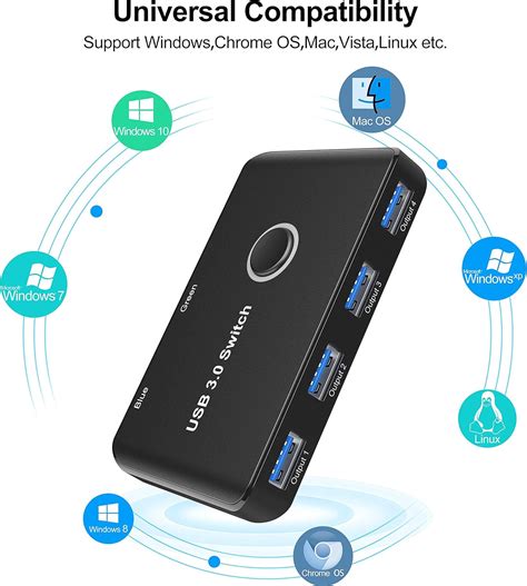 Buy USB Switch ABLEWE USB Switcher Computers Sharing USB Devices KVM Switcher Box For