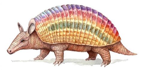A Lively Watercolor Depiction Of An Armadillo In Multiple Hues Stock Image Image Of Mammal