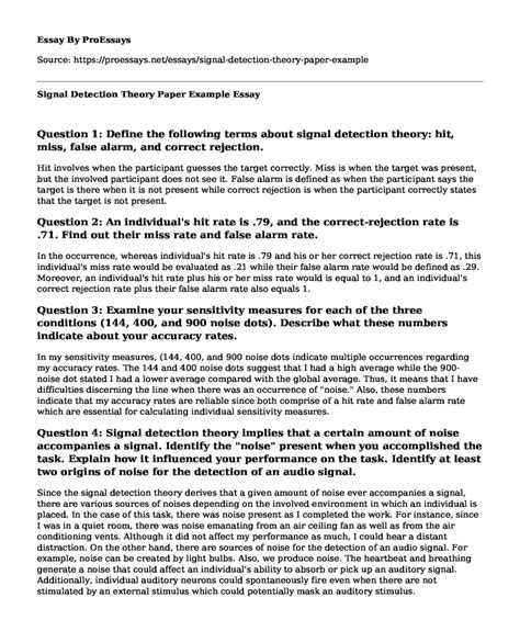 📚 Signal Detection Theory Paper Example Free Essay Term Paper Example