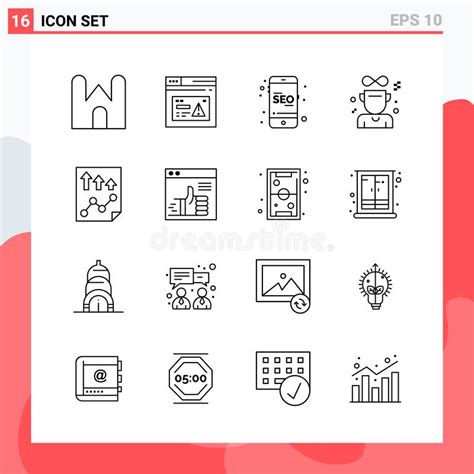 Collection Of 16 Vector Icons In Line Style Modern Outline Symbols For Web And Mobile Stock