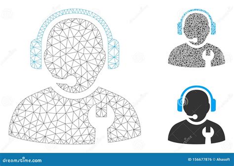Service Operator Vector Mesh Network Model And Triangle Mosaic Icon Stock Vector Illustration