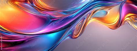 Abstract Fluid Forms Vibrant Iridescent Colors Luminous Shimmering Flowing Waves Undulating