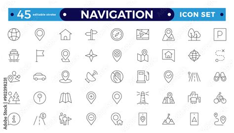 Location Icon Set Containing Map Map Pin Gps Destination Directions Distance Pace