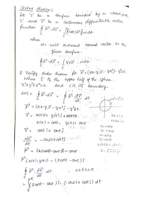 SOLUTION Stokes Theorem Vector Calculas Notes Part 7 Studypool