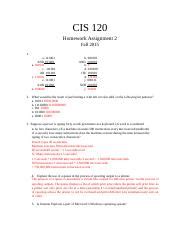 HW CIS Homework Assignment Fall A AND A C OR