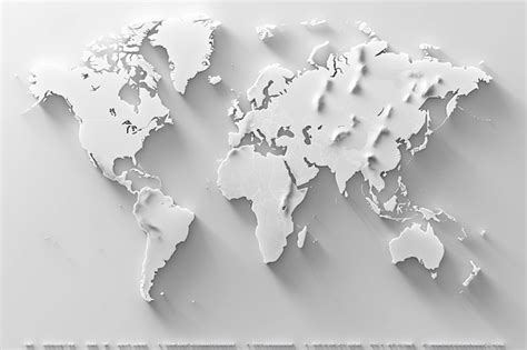 A 3d World Map In White Modelwhite Clean Background Premium Ai Generated Image