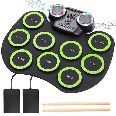 Electronic Drum Kit 9 Pads Roll Up Practice Drum Set With Reverb